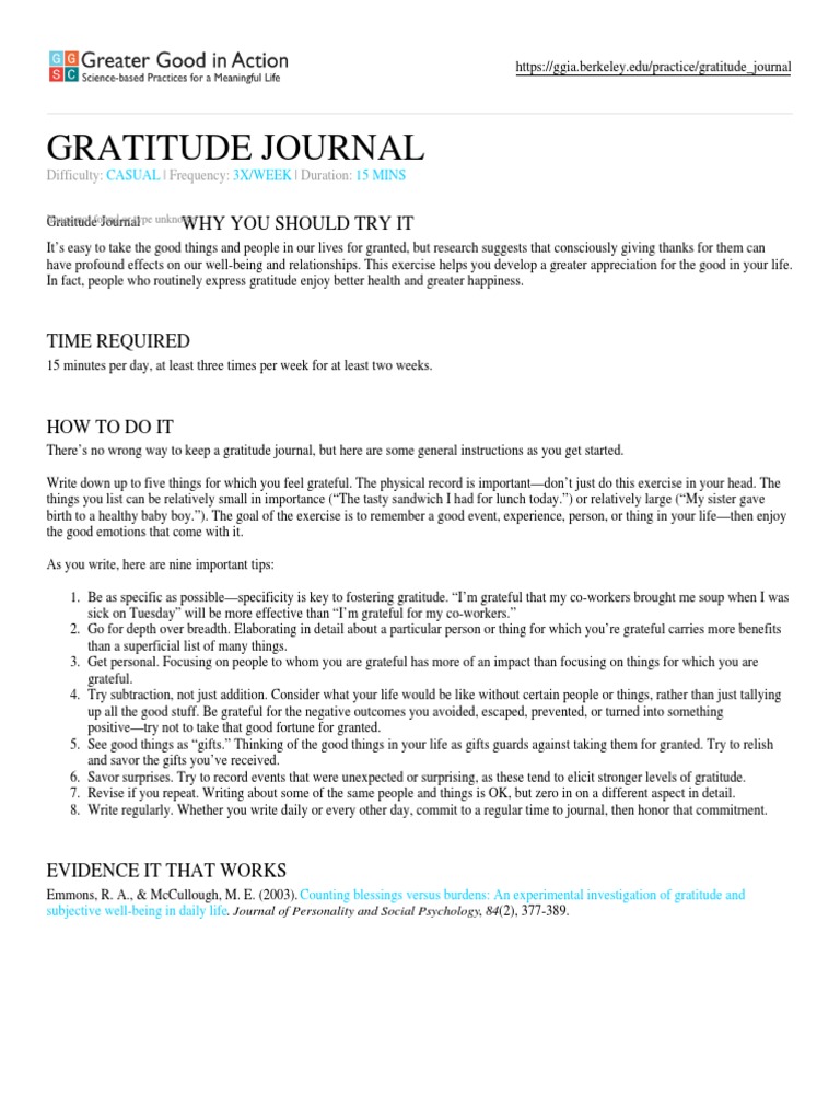 Practice Gratitude Journal | PDF | Gratitude | Emotions
