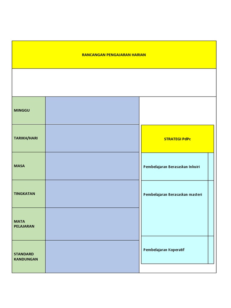 Template RPH Pembelajaran Abad 21 | PDF