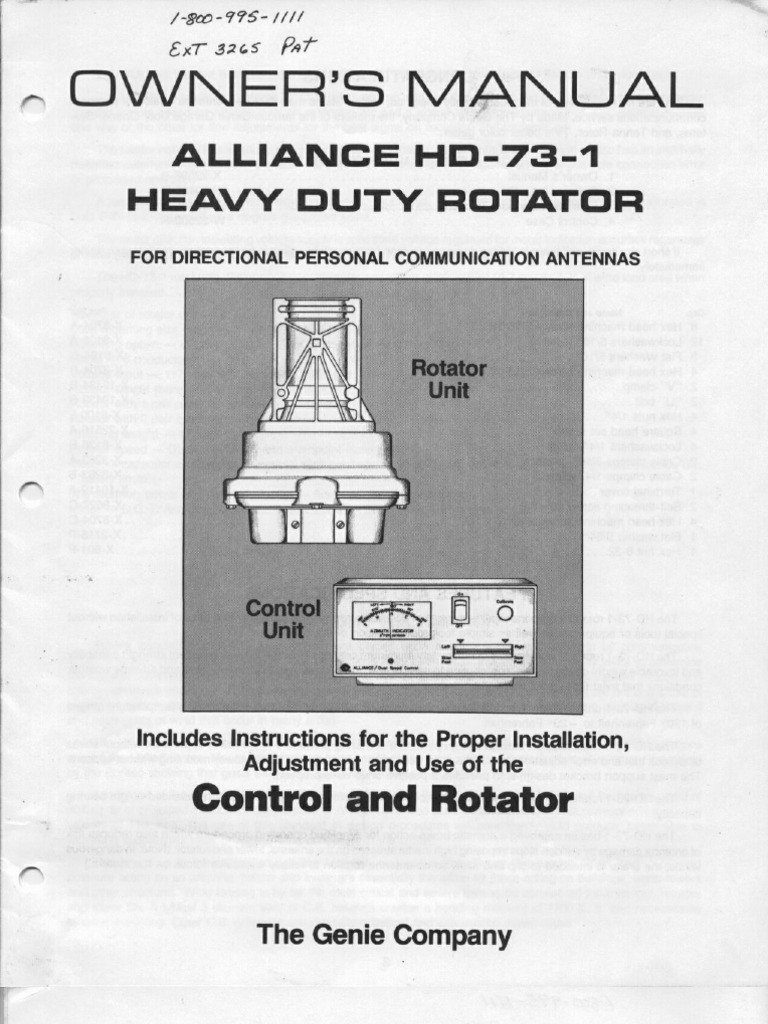 Alliance HD-73-1 Antenna Rotator Manual | PDF | Science & Mathematics | Technology & Engineering