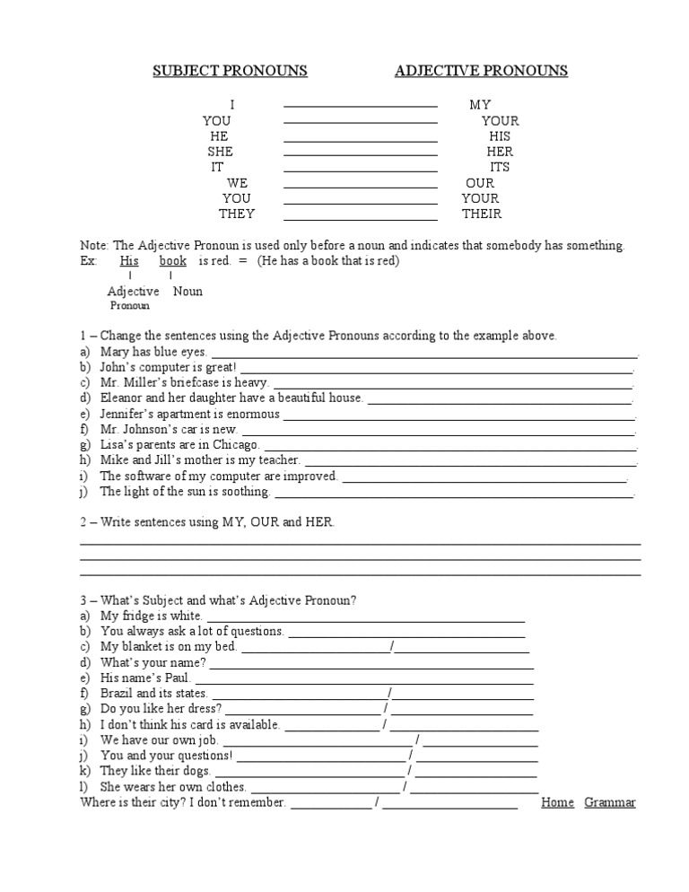 Adjective and Pronoun Usage Guide | PDF | Pronoun | Adjective