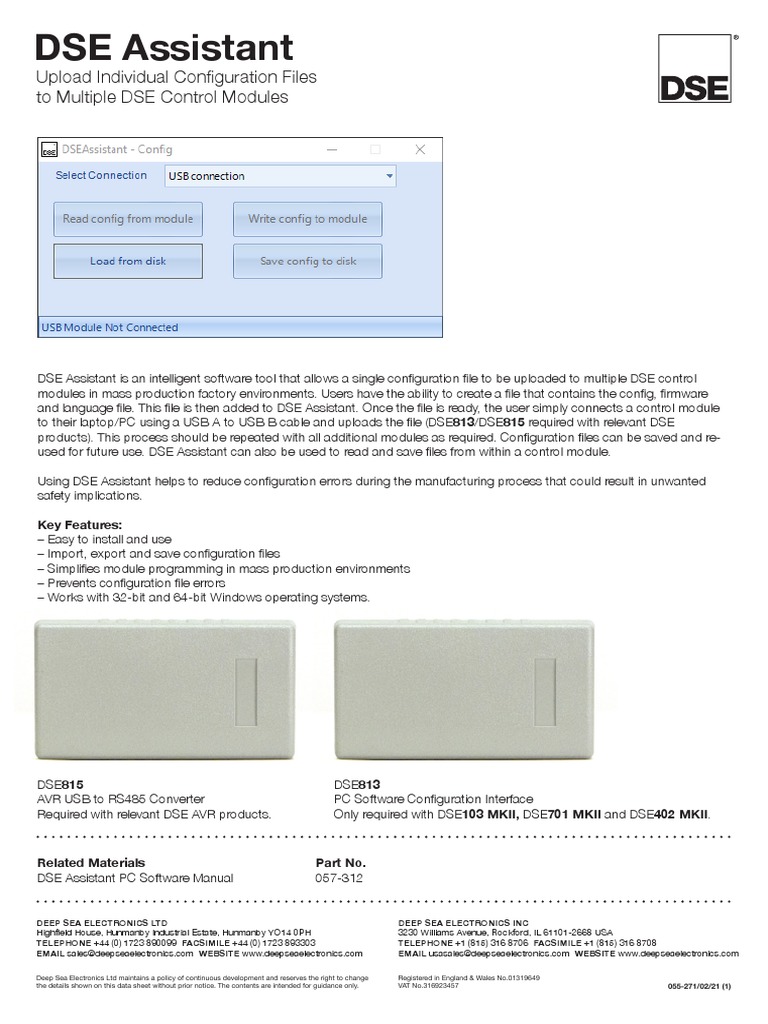DSE Assistant Data Sheet | PDF | Computer File | Usb