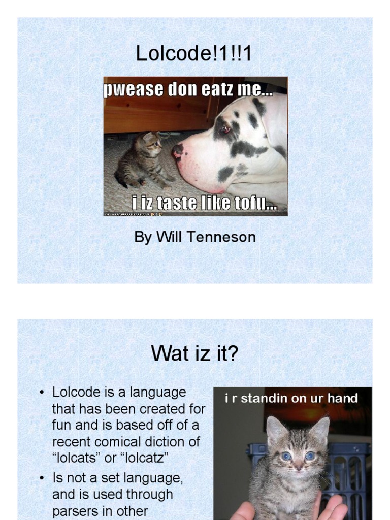 Lolcode!1!!1: by Will Tenneson | PDF | Computer Engineering | Software ...