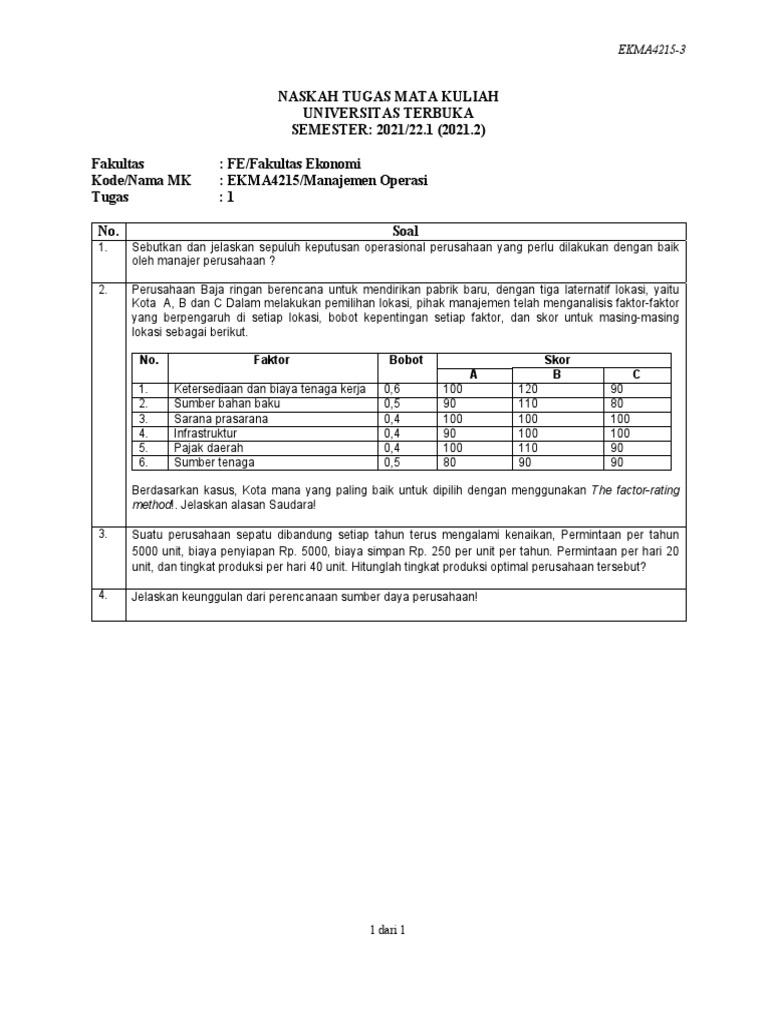Soal Ekma4215 Tmk1 3 | PDF