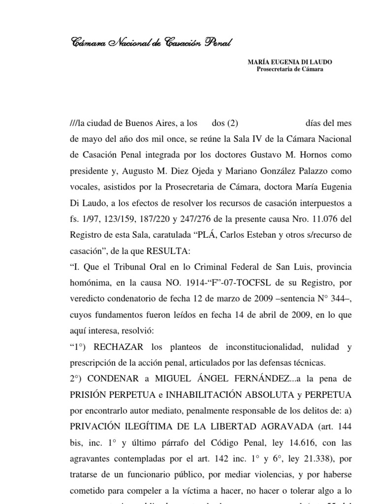 Fallo CNCP Confirmando Sentencia Causa Fiochetti | PDF | Estatuto de ... Fallo CNCP Confirmando Sentencia Causa Fiochetti | PDF | Estatuto de ...