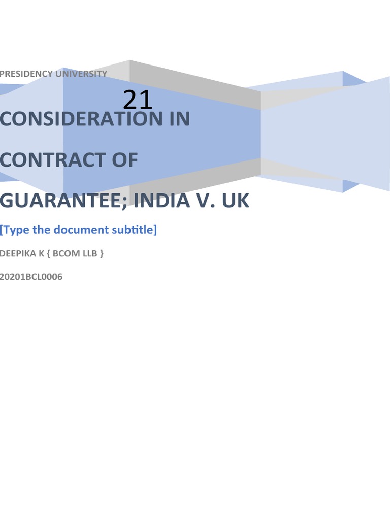 Consideration in Contract of Guarantee | PDF | Guarantee | Consideration