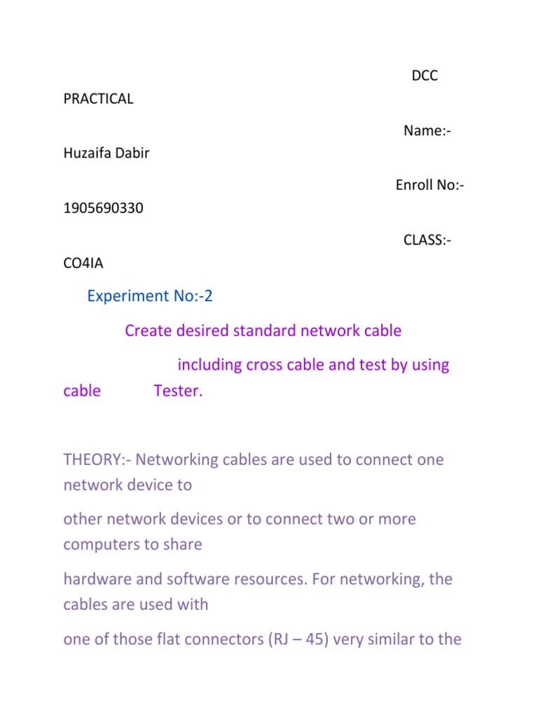 Experiment No:-2: DCC Practical Name:-Huzaifa Dabir Enroll No: - 1905690330 Class: - Co4Ia | PDF ...