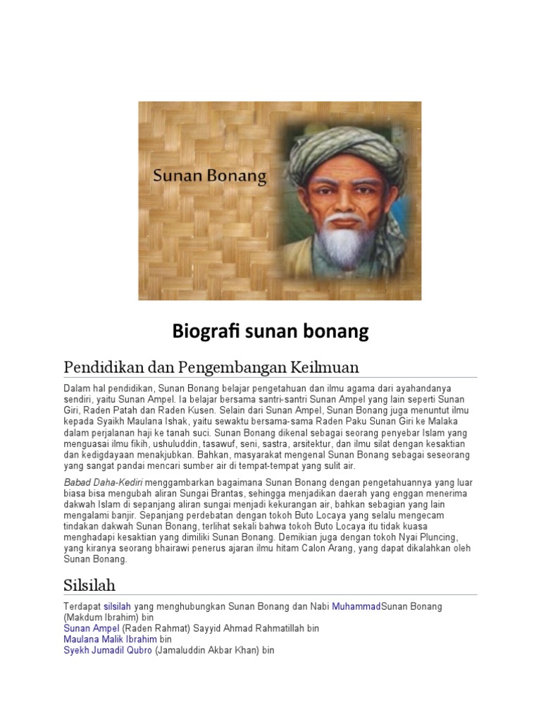Biografi Sunan Bonang - Docx Tugas | PDF