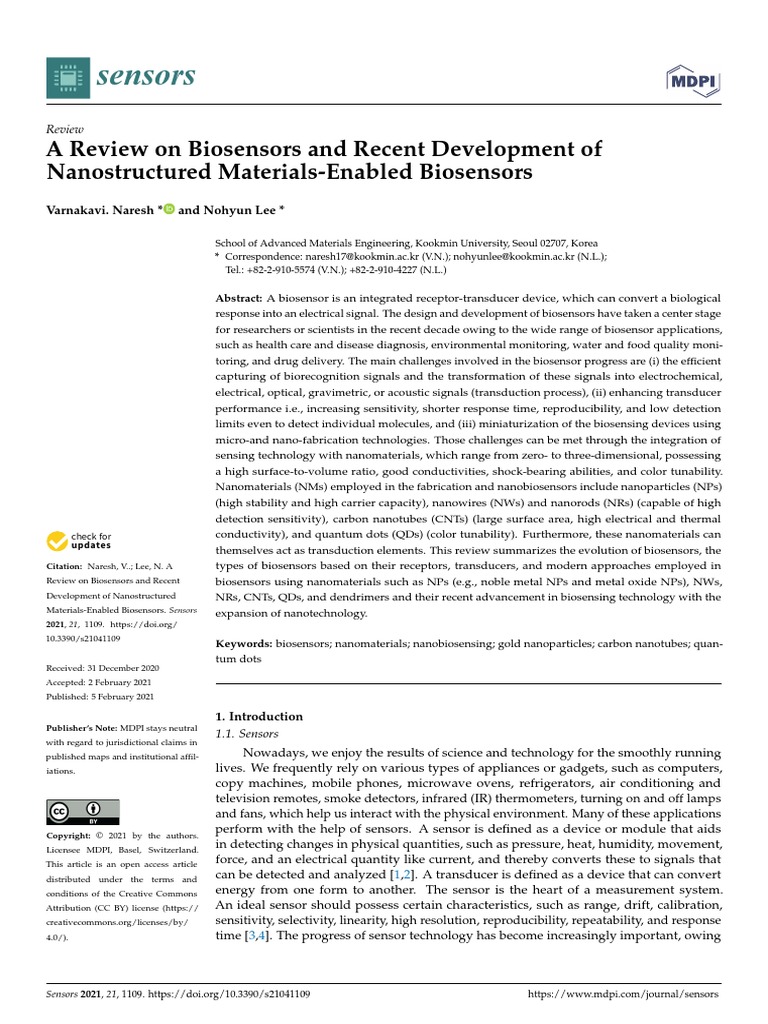 Sensors: A Review On Biosensors and Recent Development of ...