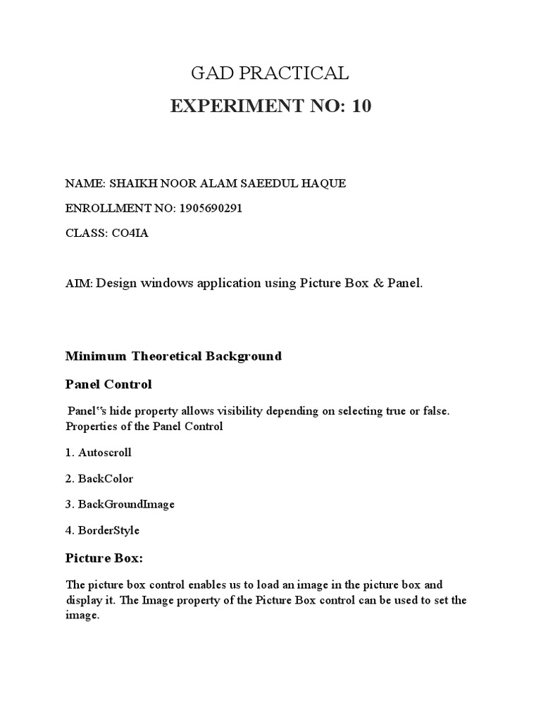 Gad Practical: Experiment No: 10 | PDF Gad Practical: Experiment No: 10 | PDF