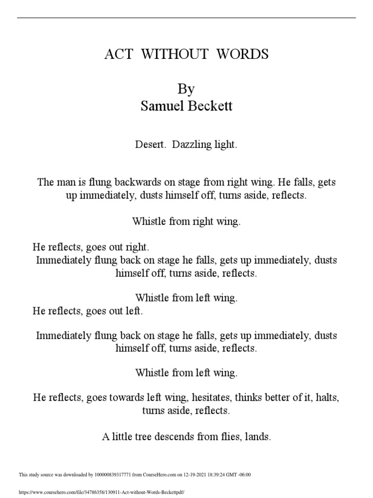 Act Without Words Beckett PDF | PDF | Rope