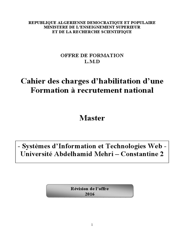 Master SITW : Cahier des charges 2016 | PDF | Sécurité | Sécurité des ...