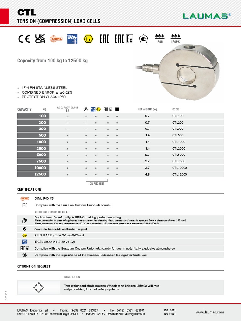 CTL Load Cells for Weights up to 12500 kg | PDF | Electrical ...
