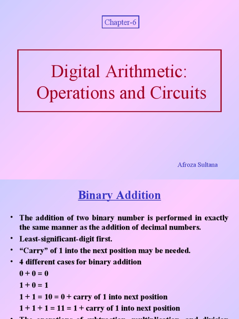 Digital Arithmetic Operations And Circuits Chapter 6 Pdf