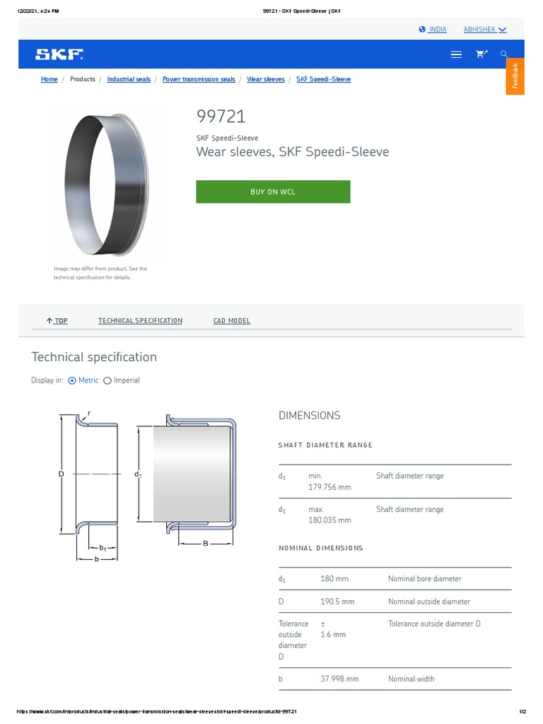 Wear Sleeves, SKF Speedi-Sleeve: Dimensions | PDF | Engineering Tolerance