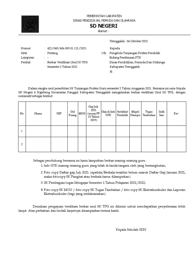 21 - Revisi Pengantar Usul SK TPP 2021 | PDF