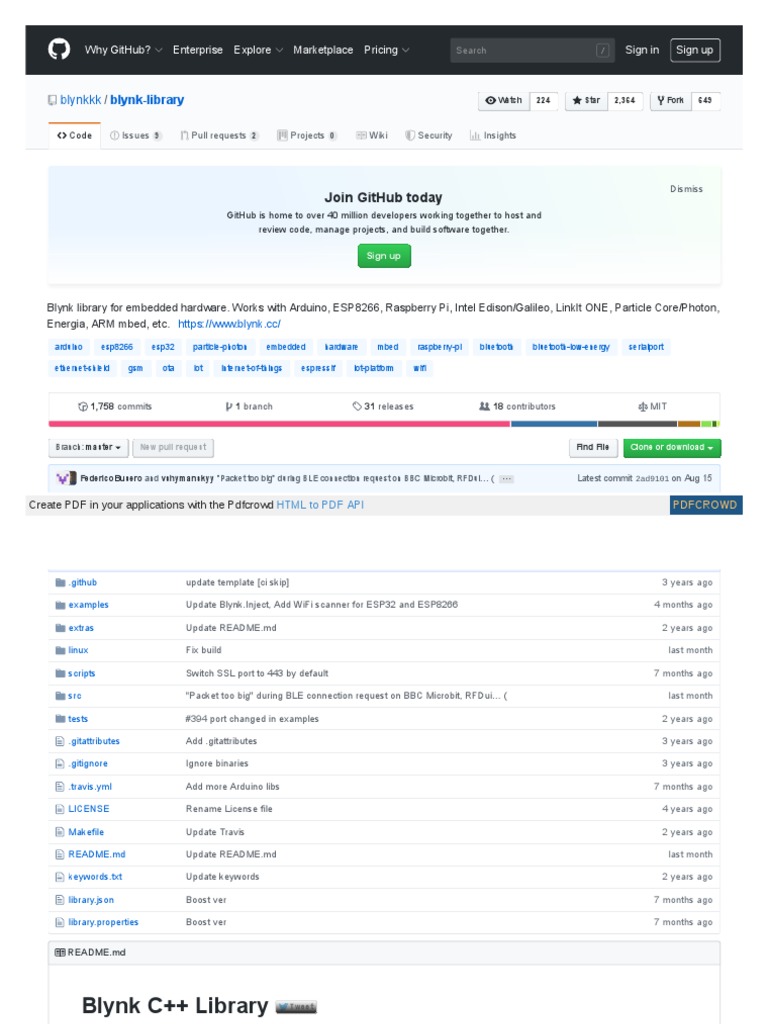 Github Com Blynkkk Blynk Library Pdf Mobile App Arduino 1353