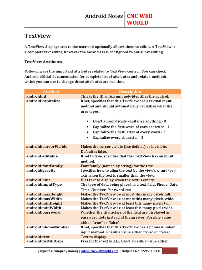 Android TextView Guide | PDF | Android (Operating System) | Typefaces
