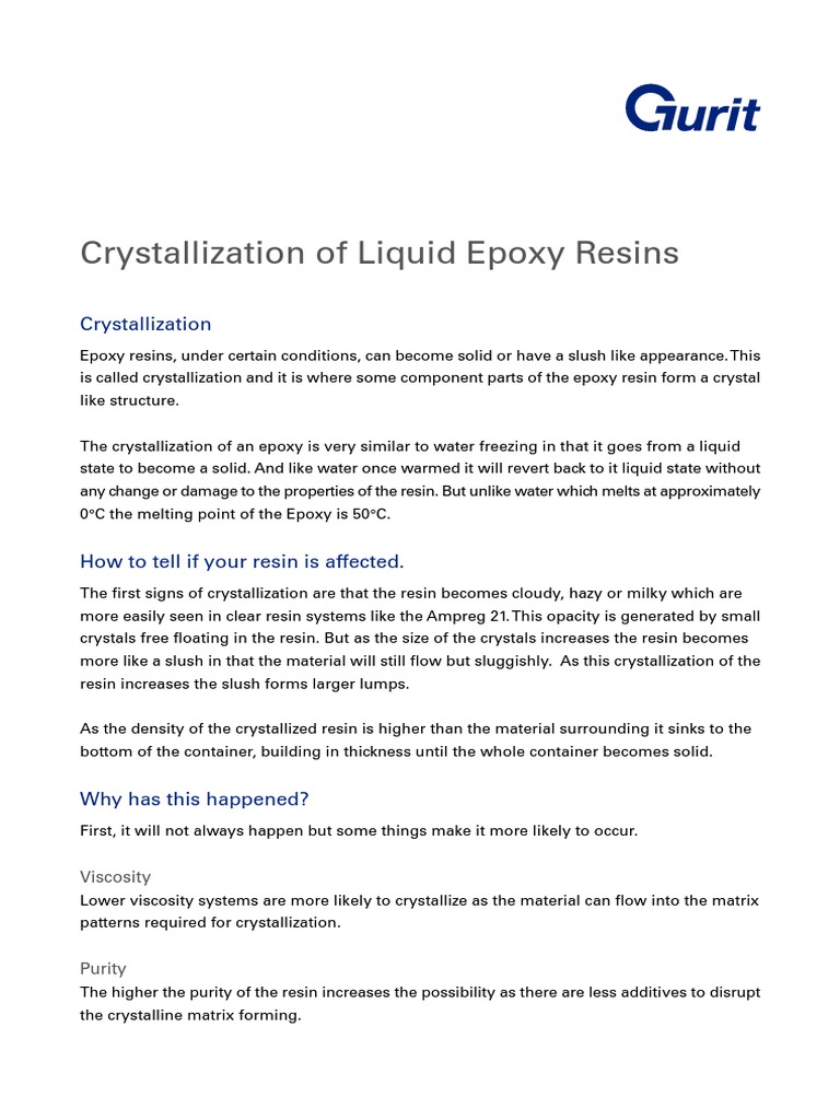 Crystallization of Liquid Epoxy Resins | PDF | Crystallization | Solid