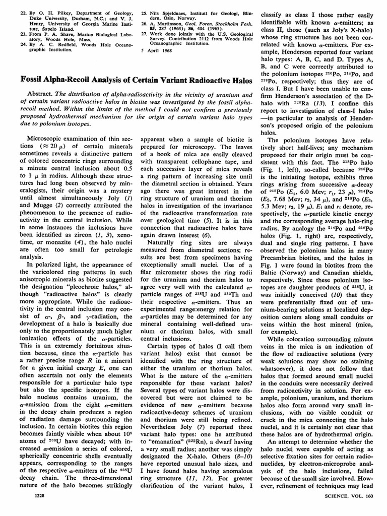 Fossil Alpha-Recoil Analysis Certain Variant: Radioactive | PDF ...