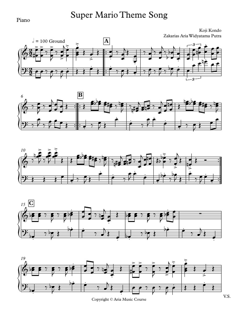 Super Mario Theme Song - Piano | PDF | Franchises Nintendo | Nintendo