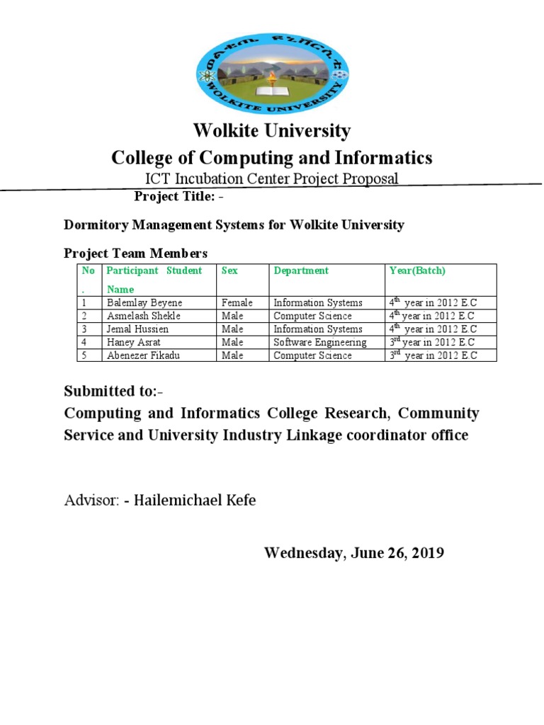 Dormitory Management Systems For Wolkite University | PDF | Computer Programming | Class ...