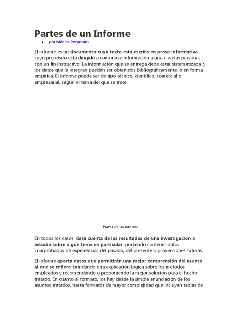 Partes de Un Informe | PDF | Bibliografía | Información