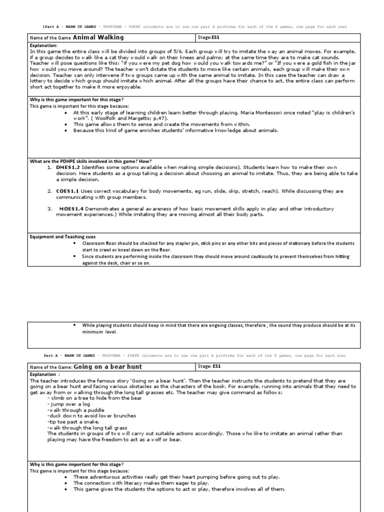 Engaging PDHPE Warm-Up Games for ES1-Stage 2 | PDF | Teachers | Lesson Plan