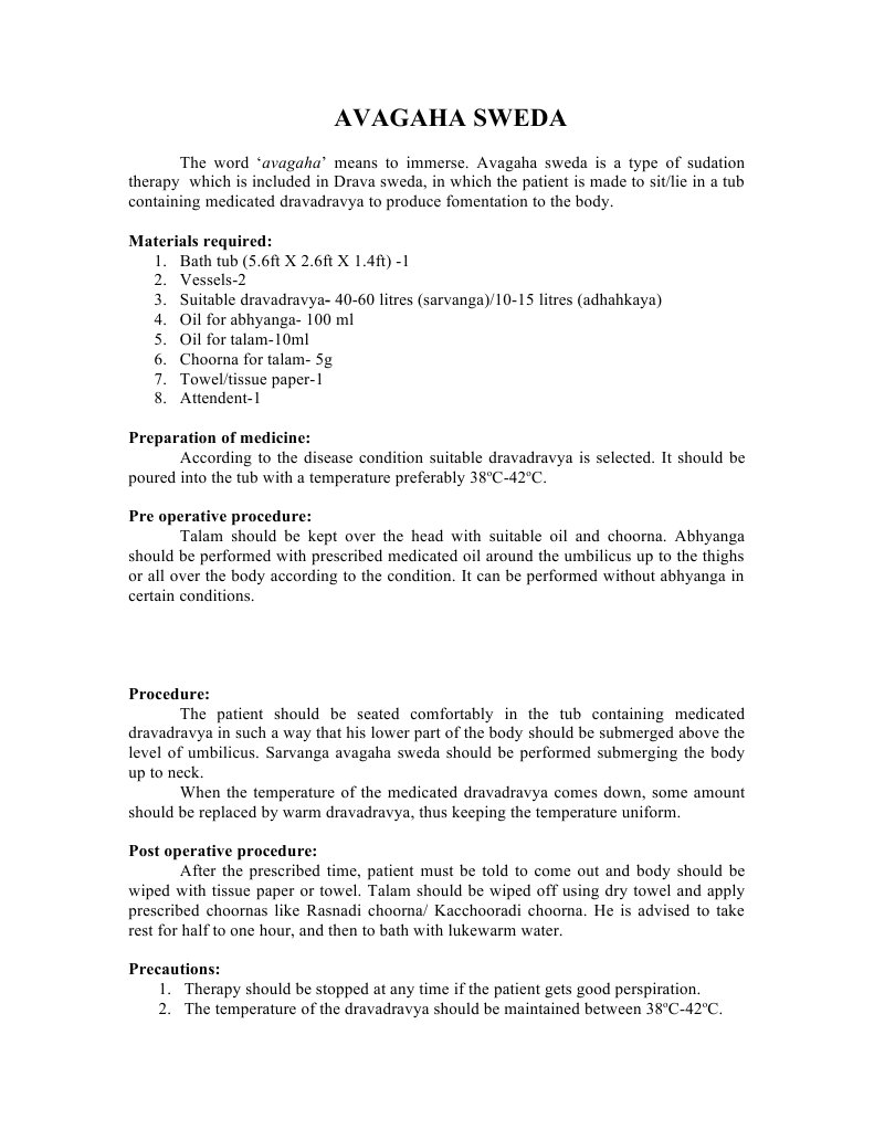 Avagaha Sweda | PDF | Wellness | Science & Mathematics