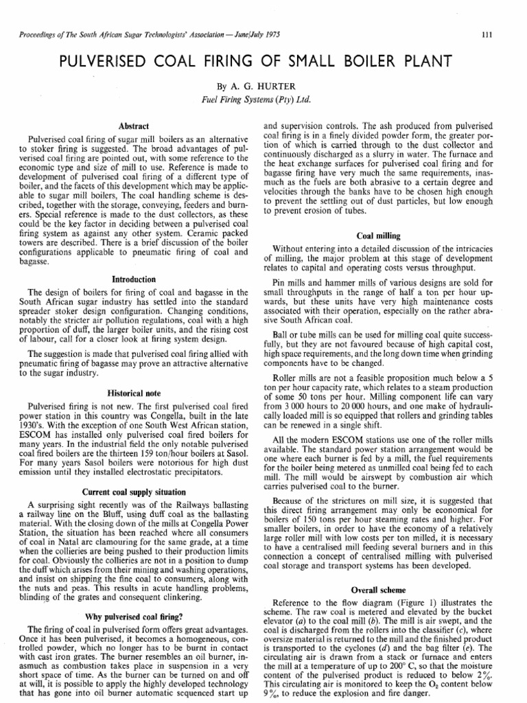 Pulverised Coal Firing of Small Boiler Plant: Systems | PDF | Boiler | Coal