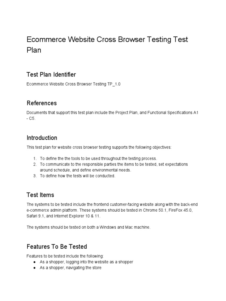 Website Test Plan Template | PDF | Software Testing | Computing
