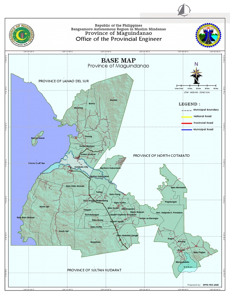 Base Map of Maguindanao Province Showing Municipal Boundaries and Road ...