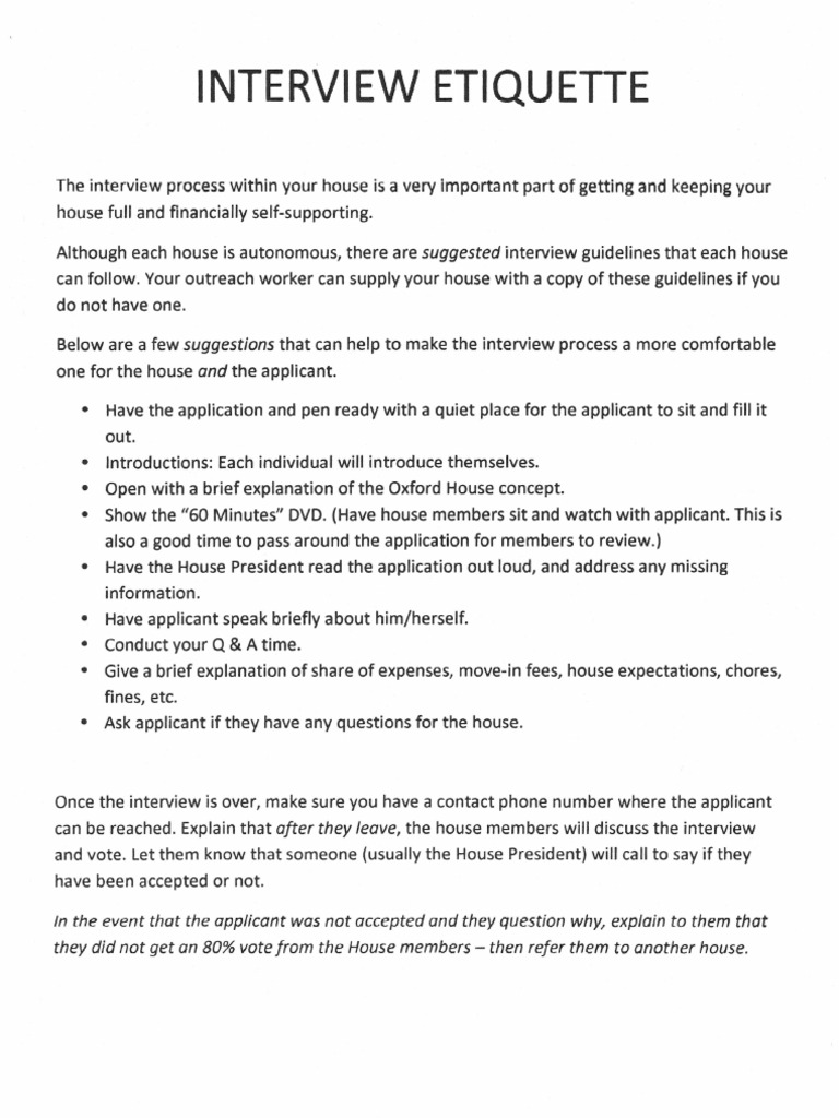 Interview Etiquette & Questions | PDF | Anger | Behavior