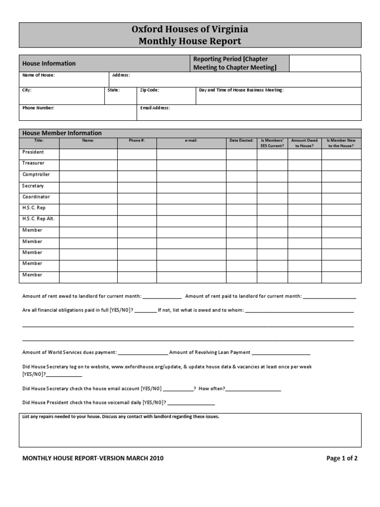 OHVA Monthly House Report | PDF | Landlord | Private Law