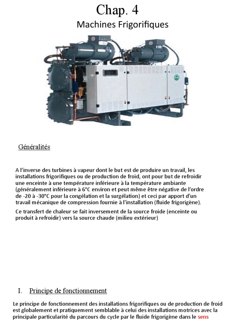 Chap 4 Installations Frigorifiques | PDF | Réfrigération | Thermodynamique
