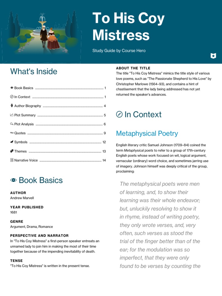 To His Coy Mistress: What's Inside | PDF | Poetry