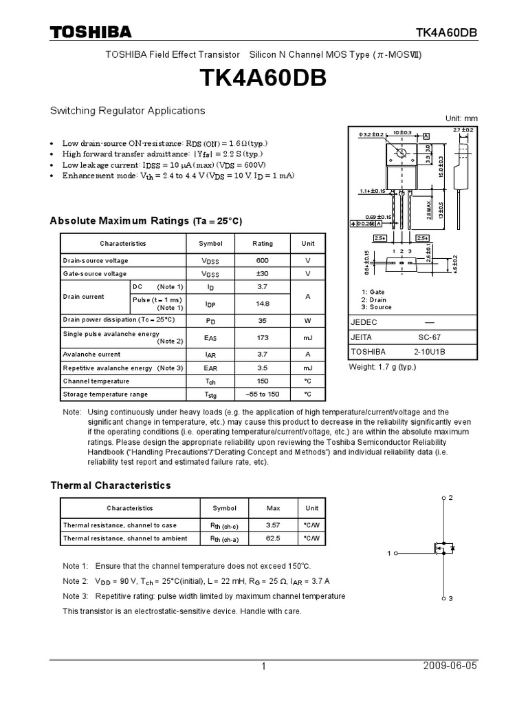 K4A60DB ToshibaSemiconductor | PDF | Field Effect Transistor ...