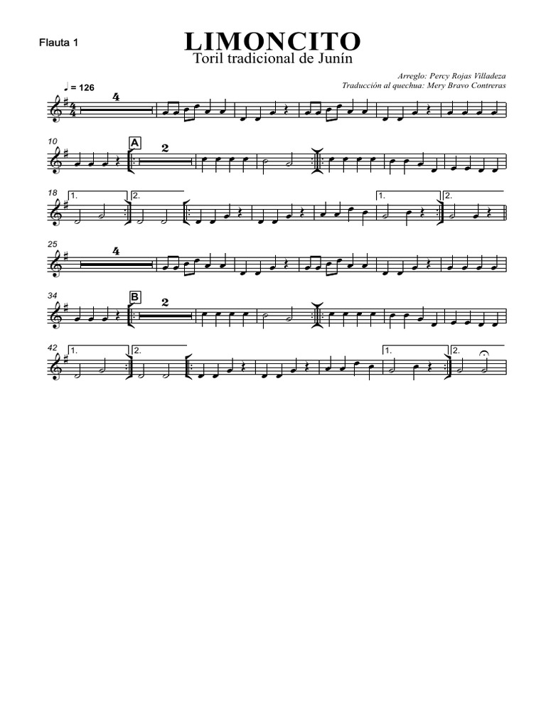 Limoncito - Flauta 1 | PDF