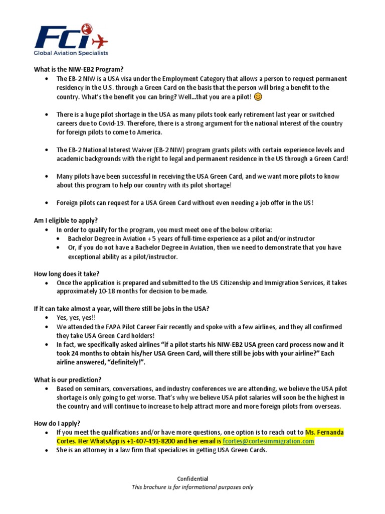 EB-2 NIW Green Card for Pilots | PDF | Human Migration | Immigration
