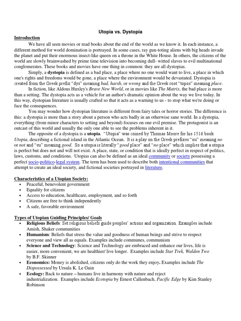 Utopia Vs | PDF | Dystopia | Utopia