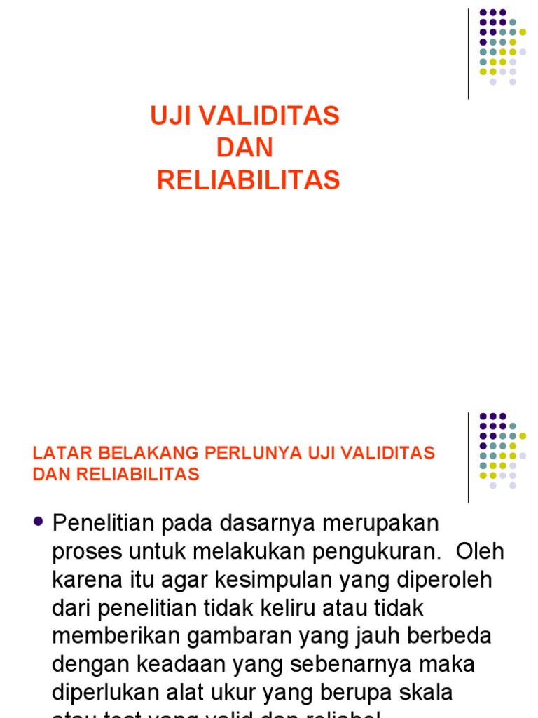 Uji Validitas Dan Reliabilitas | PDF