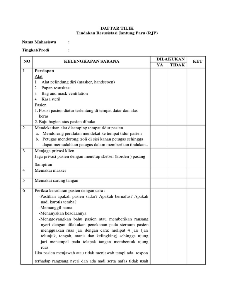 Daftar Tilik RJP | PDF