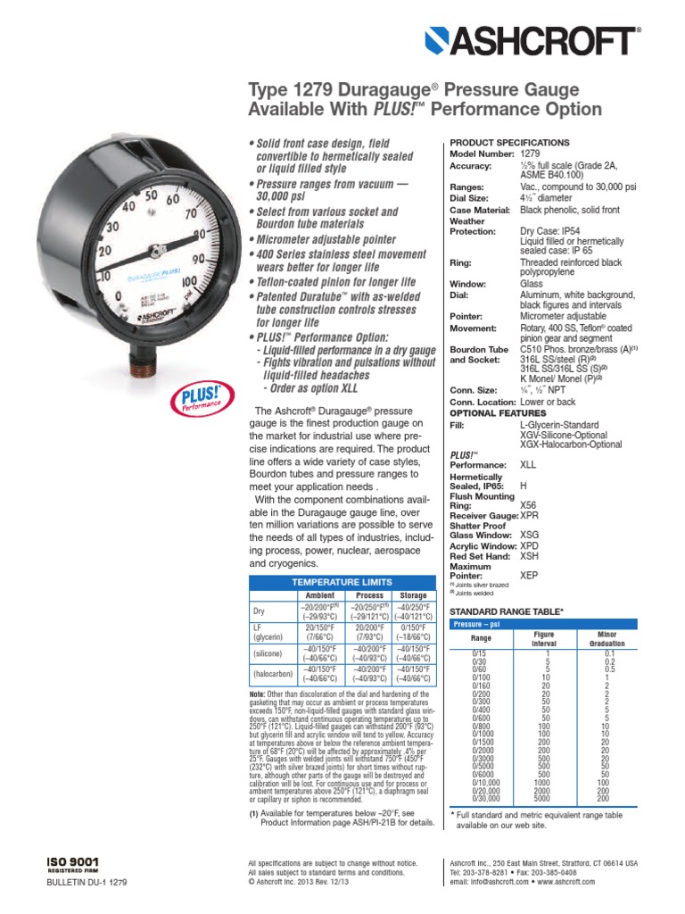 Ashcroft 1279 Process Gauge | PDF | Pressure Measurement | Building ...