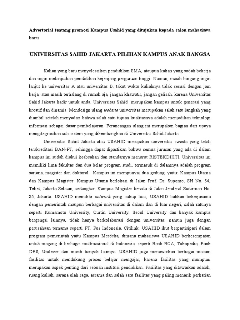 Advertorial TEKS | PDF Advertorial TEKS | PDF