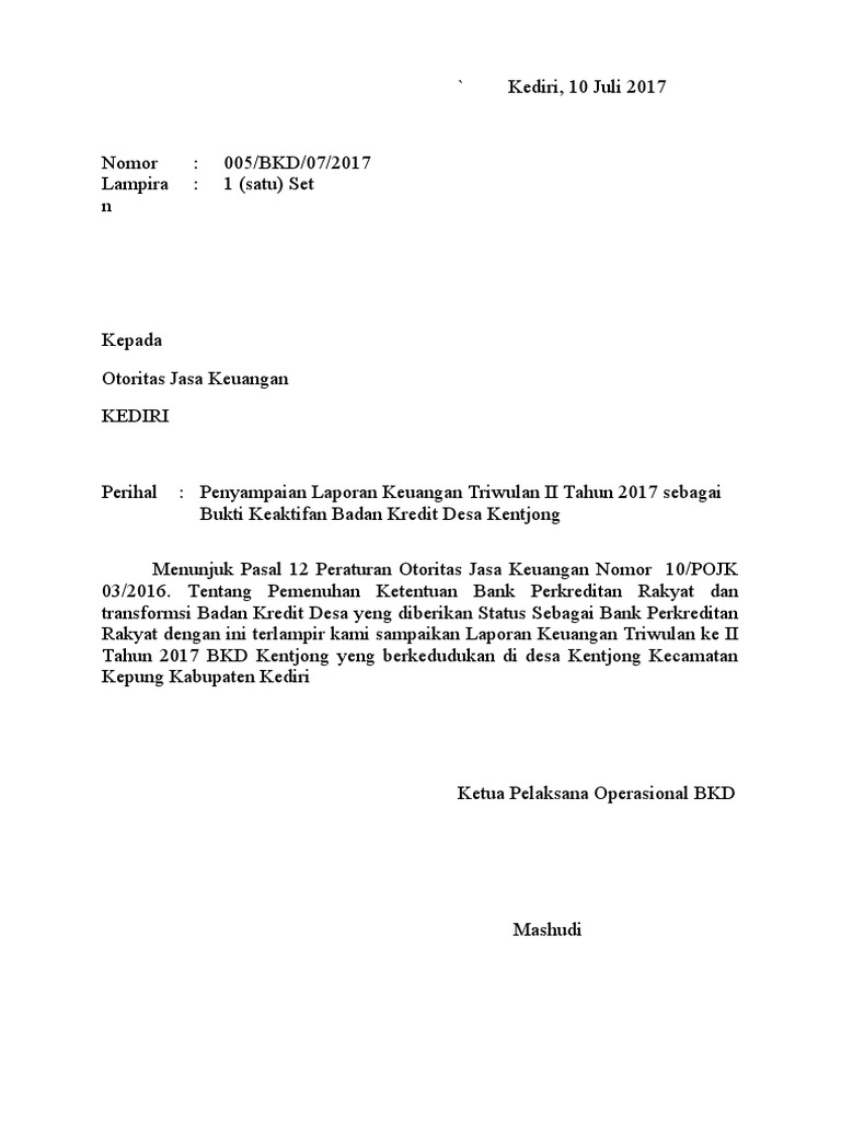 Surat Pengantar OJK | PDF Surat Pengantar OJK | PDF