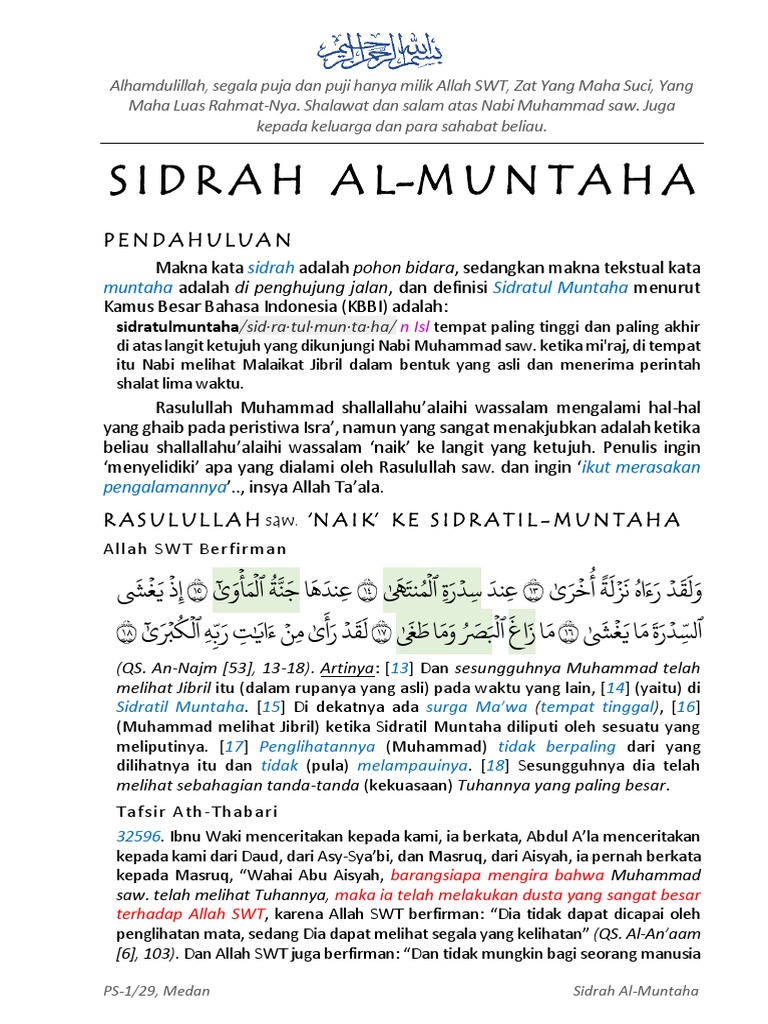 Sidrah Al-Muntaha | PDF | Agama & Spiritualitas