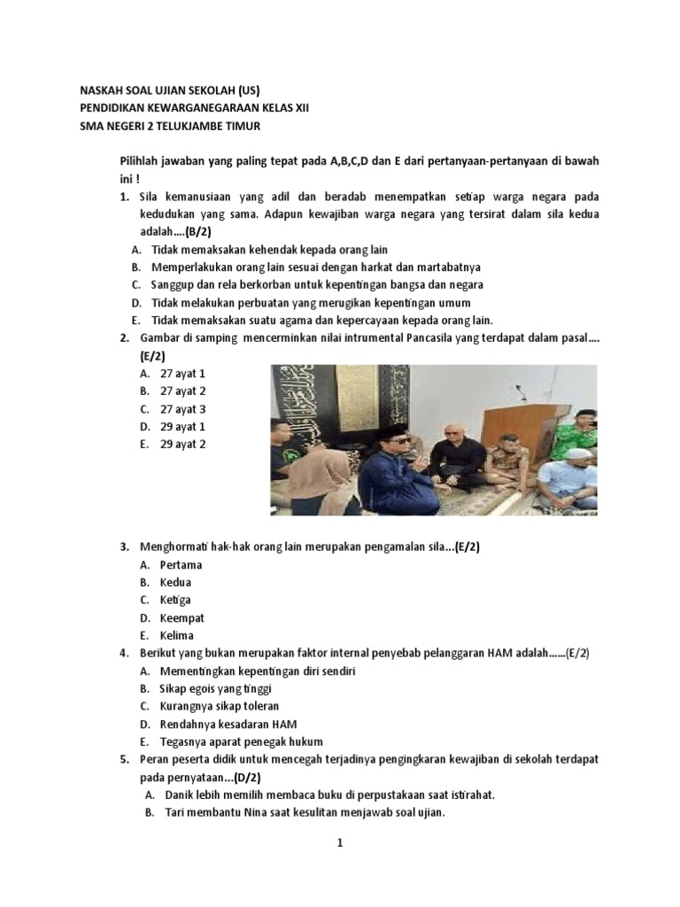 Naskah Soal Ujian Sekolah 2021 Fix Pisan | PDF