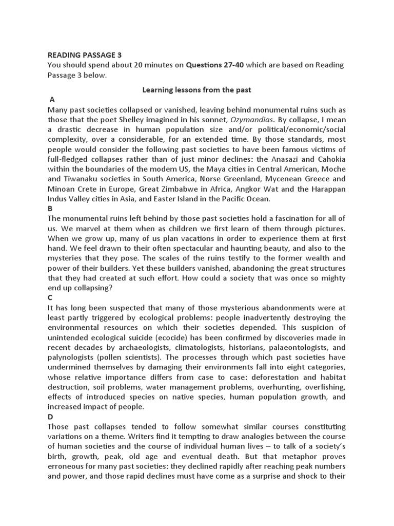 Reading - Learning Lessons From The Past | Download Free PDF ...