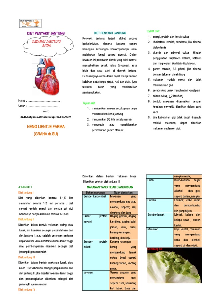 Leaflet Diet Penyakit Jantung | PDF