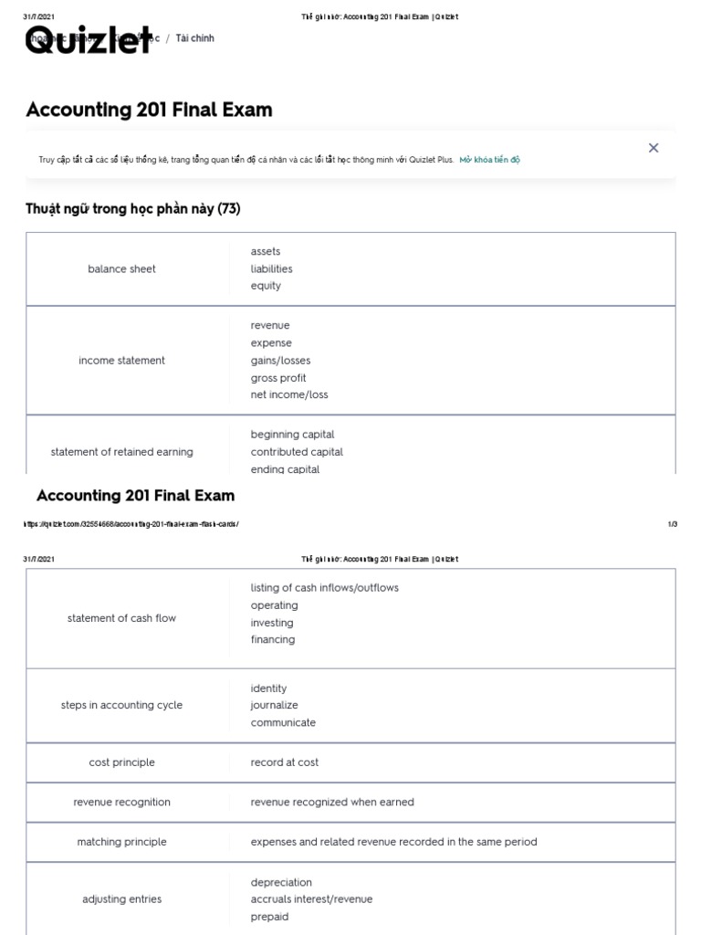 Thẻ Ghi Nhớ - Accounting 201 Final Exam - Quizlet | PDF | Revenue ...