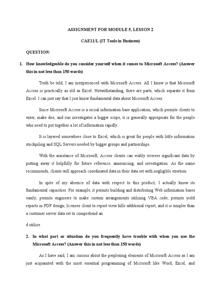 Module 5 Assignment 2 | PDF | Microsoft Access | Microsoft Excel